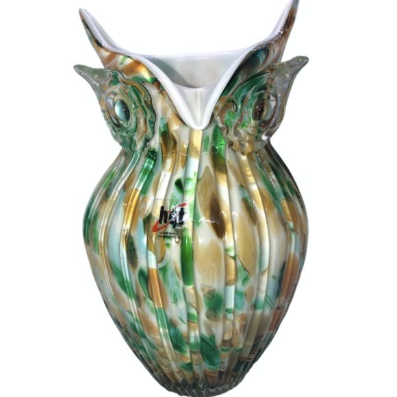 HQT | Art | Hqt Art Decor Hand Blown Glass Owl Vase Murano Style Green ...